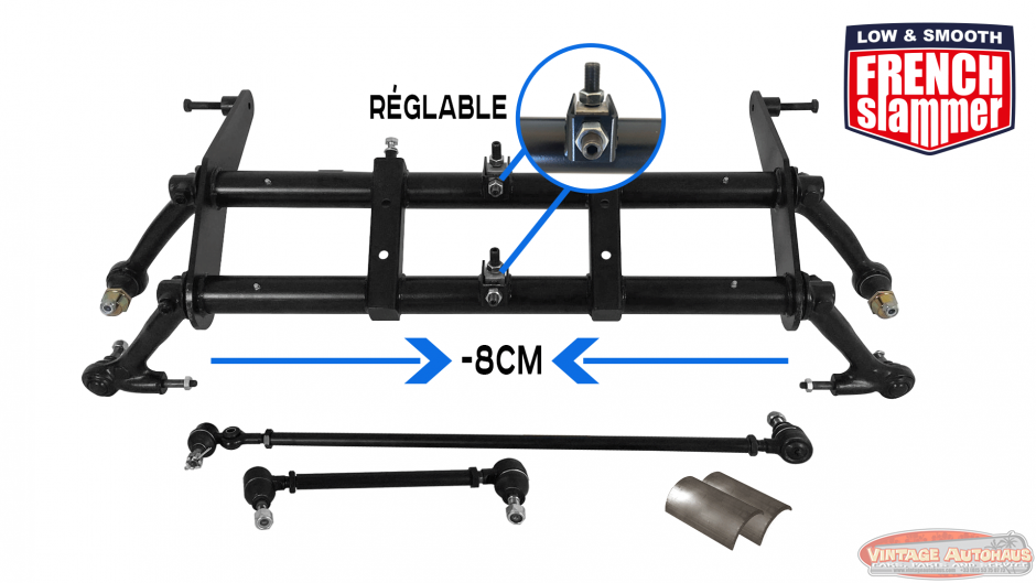 Train avant rétréci -8cms pour cox à rotules + barres